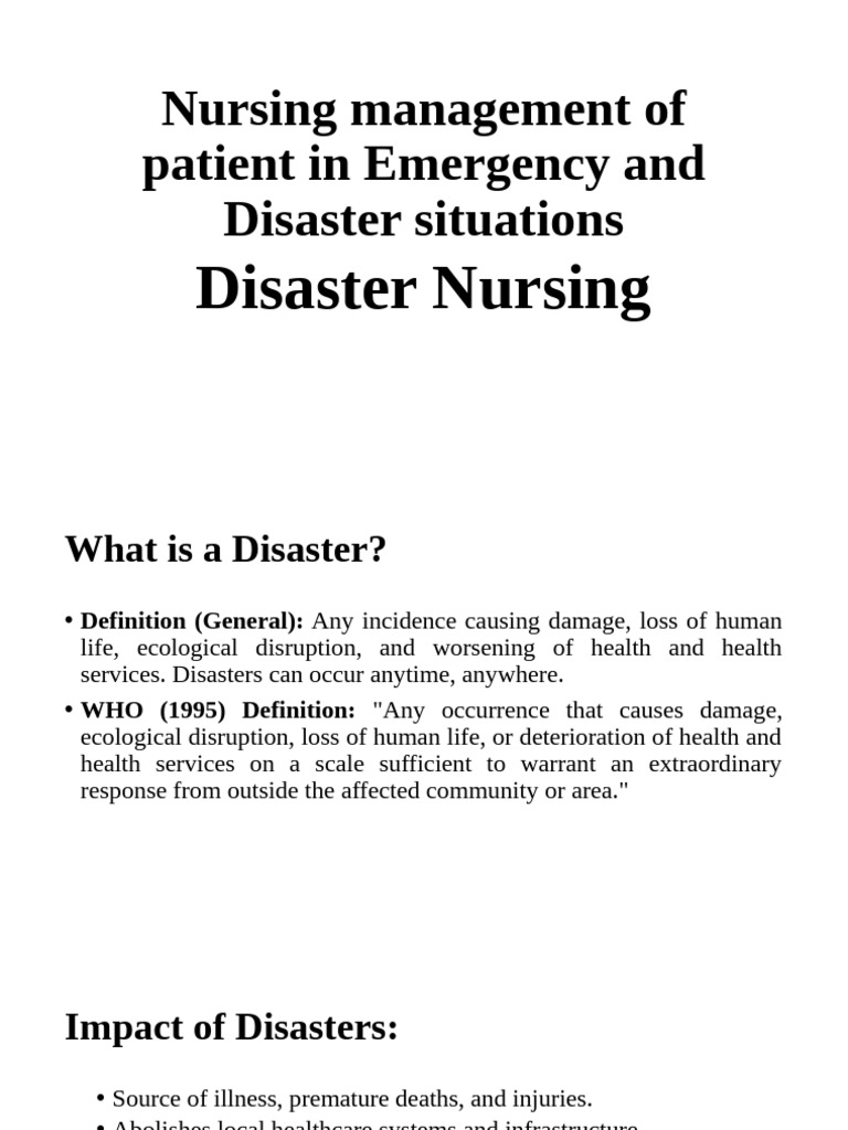 Disaster Nursing Management Guide | PDF | Natural Disasters | Emergency ...