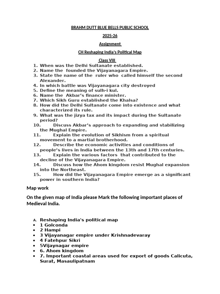 Class 8 Notes on India's Political Map | PDF
