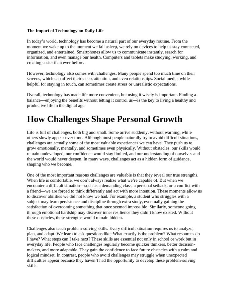 Technology's Role in Daily Life Challenges | PDF | Psychological ...
