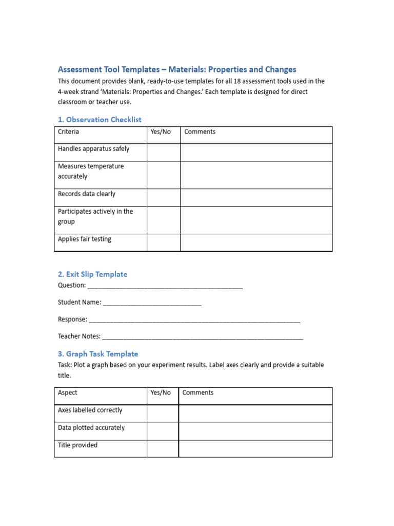 Materials Assessment Tool Templates | PDF | Experiment | Cognitive Science
