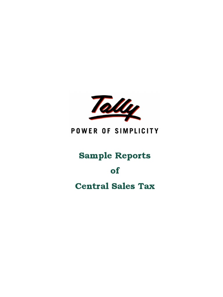 Sample Reports of Central Sales Tax - Tally Implementation Services ...