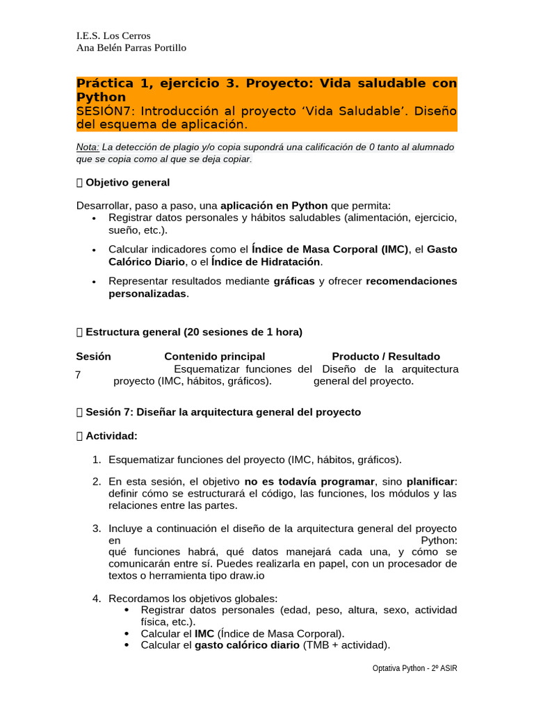 Sesion7 P1 E3 Vida Saludable Con Python | PDF | Python (lenguaje de programación) | Índice de ...