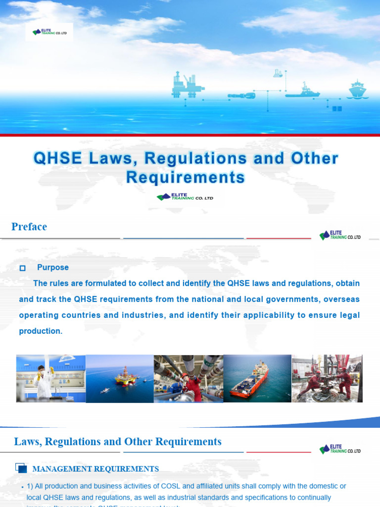 OC-HSE-004 QHSE Laws, Regulations and Other Requirements by Elite | PDF | Regulatory Compliance ...