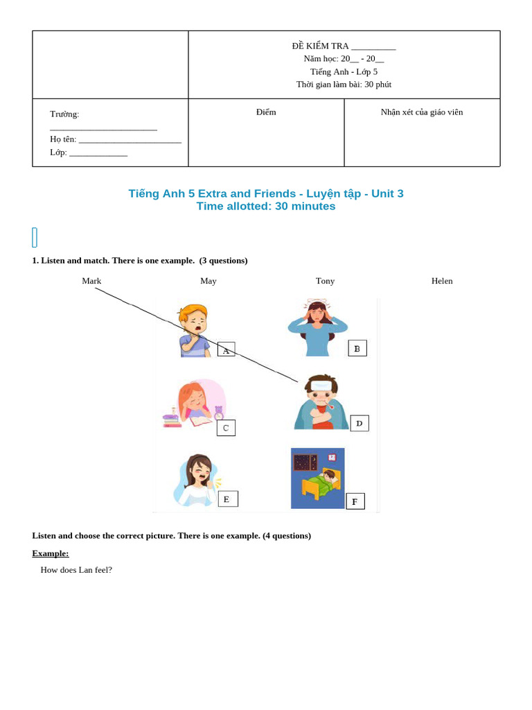 English Test for 5th Grade Students | PDF
