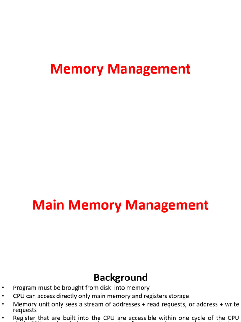 Memory Management | PDF | Process (Computing) | Computer Data Storage
