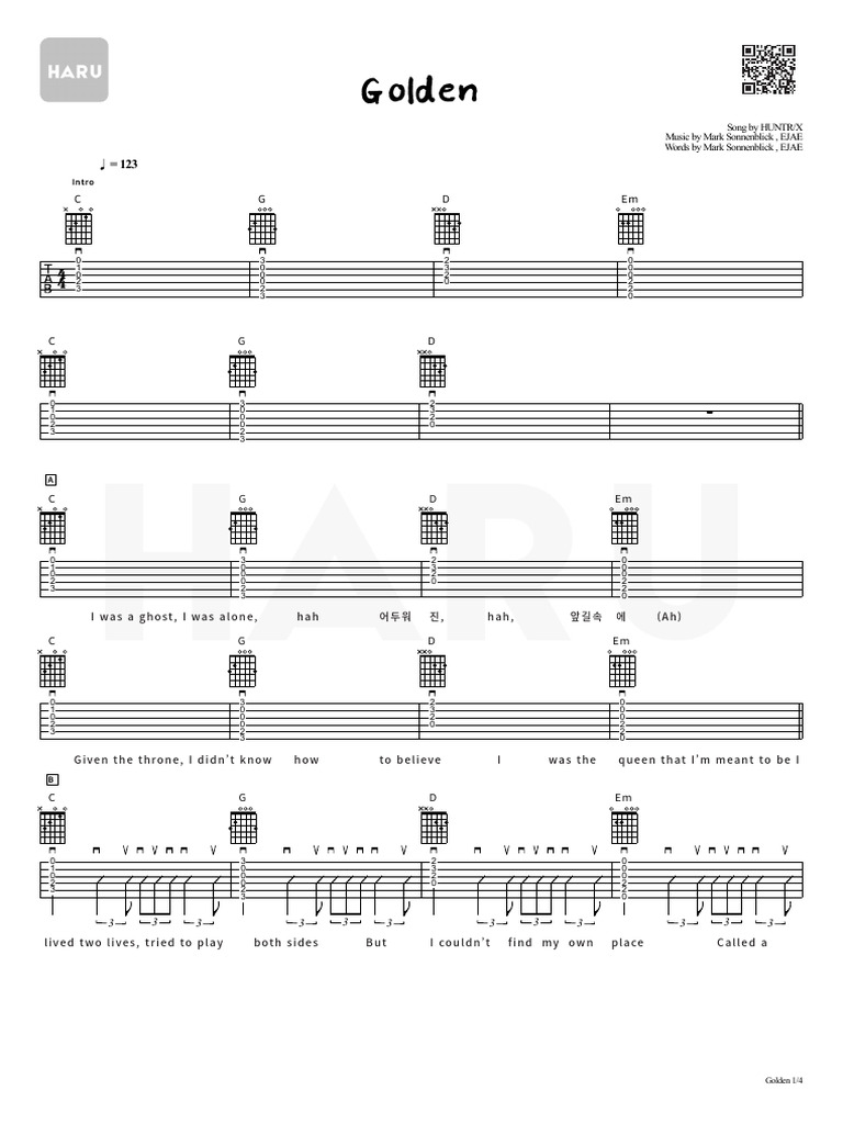 Golden: Lyrics and Chords Guide | PDF