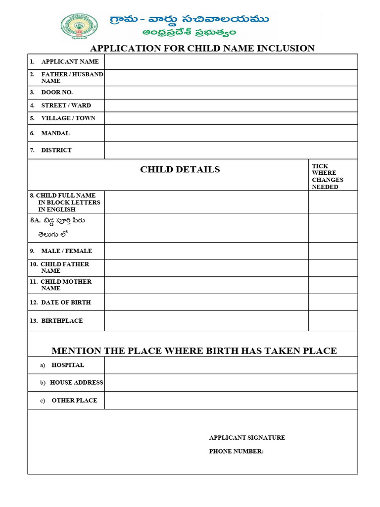 Child Name Inclusion Application | PDF