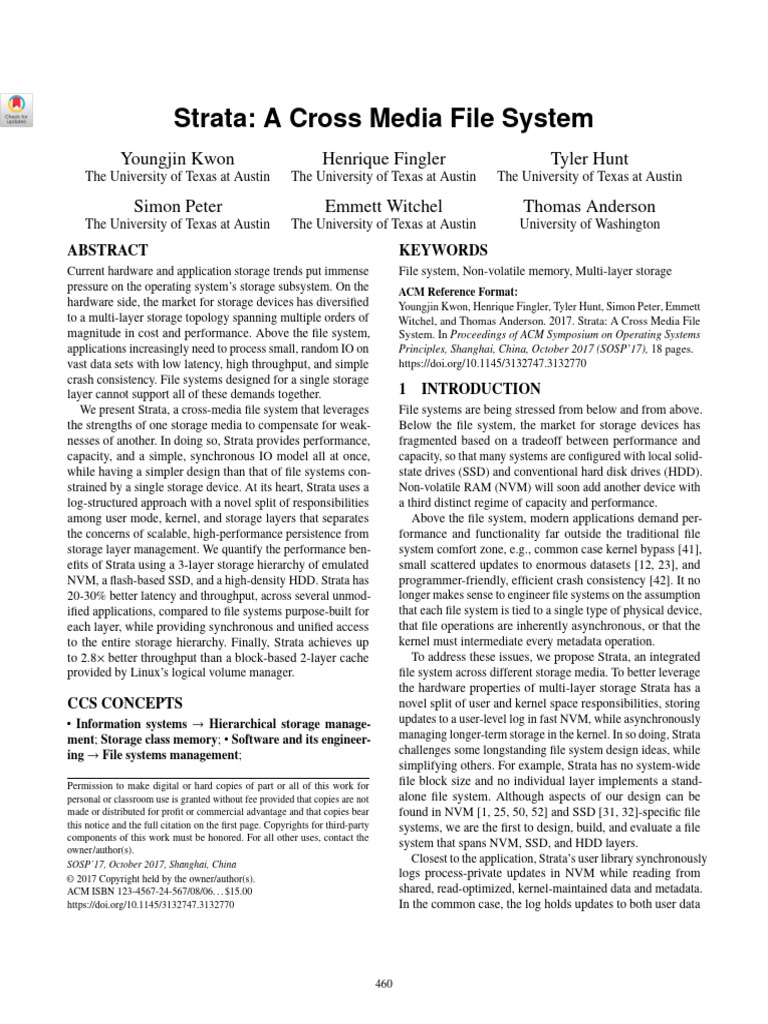 Strata: A Cross Media File System: Youngjin Kwon Henrique Fingler Tyler ...