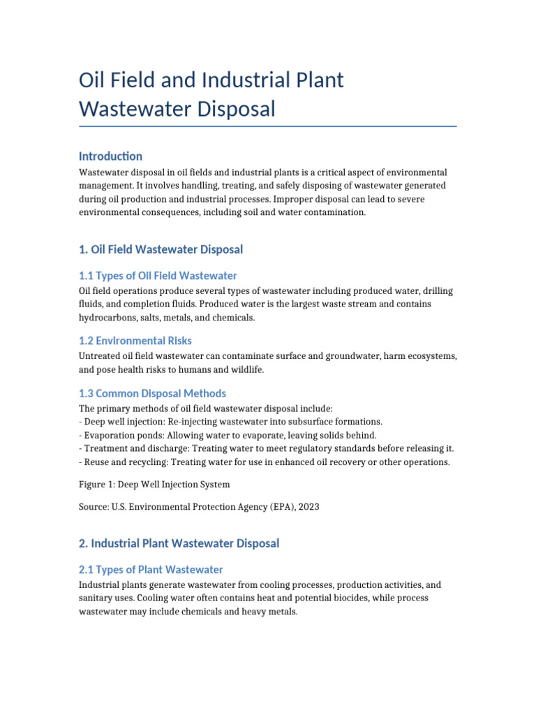 Wastewater Disposal in Oil & Industry | PDF