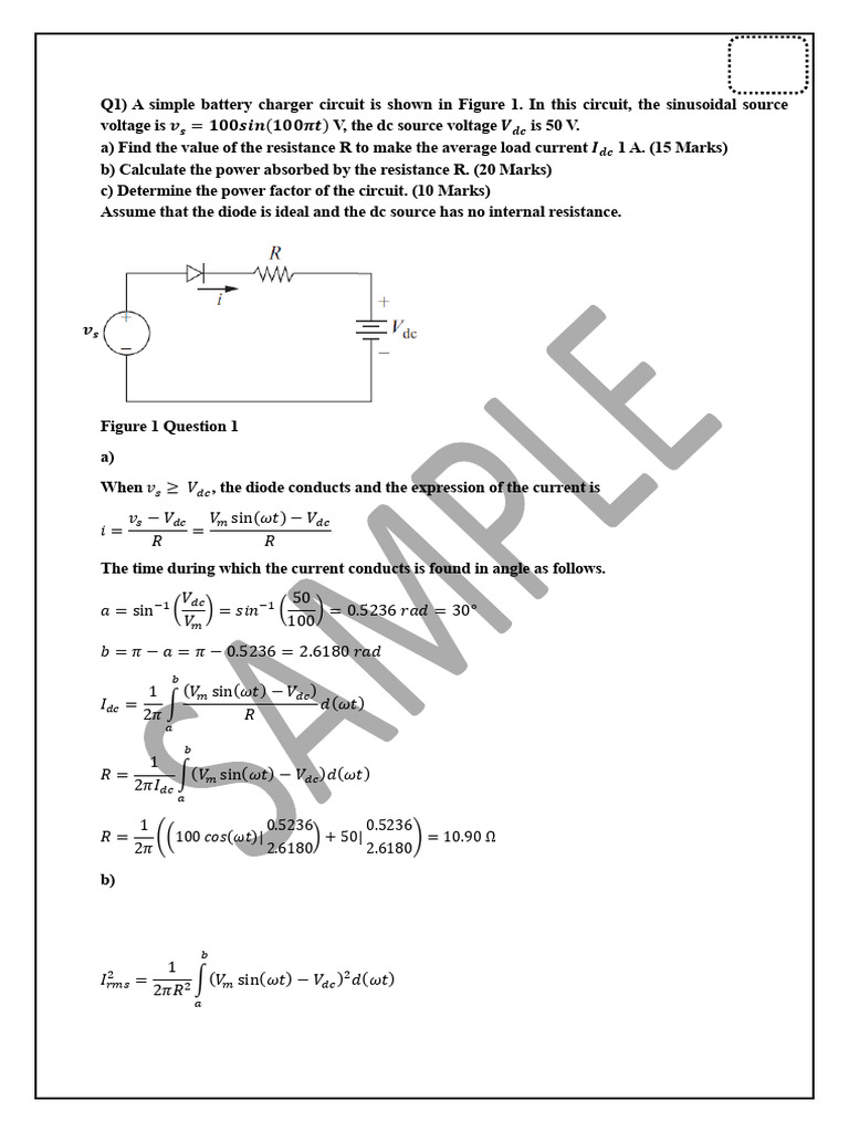 Sample Questions1 | PDF | Electrical Network | Electric Power