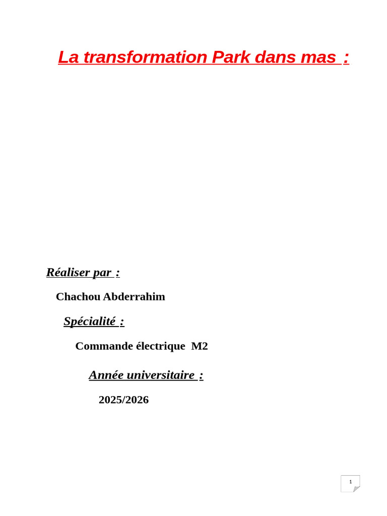 Transformation de Park et Modèle M2 | PDF | Champ magnétique ...