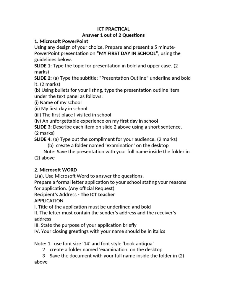 Ict Practical Year 10 | PDF