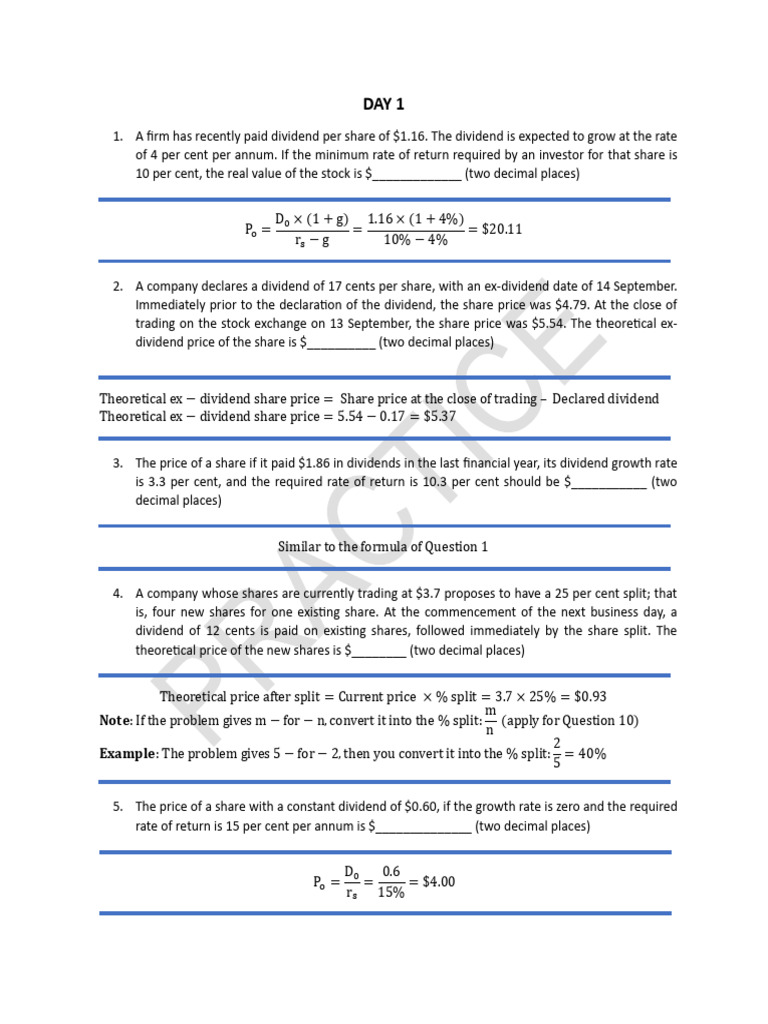 Company Declares 17 Cents Dividend | PDF | Present Value | Interest