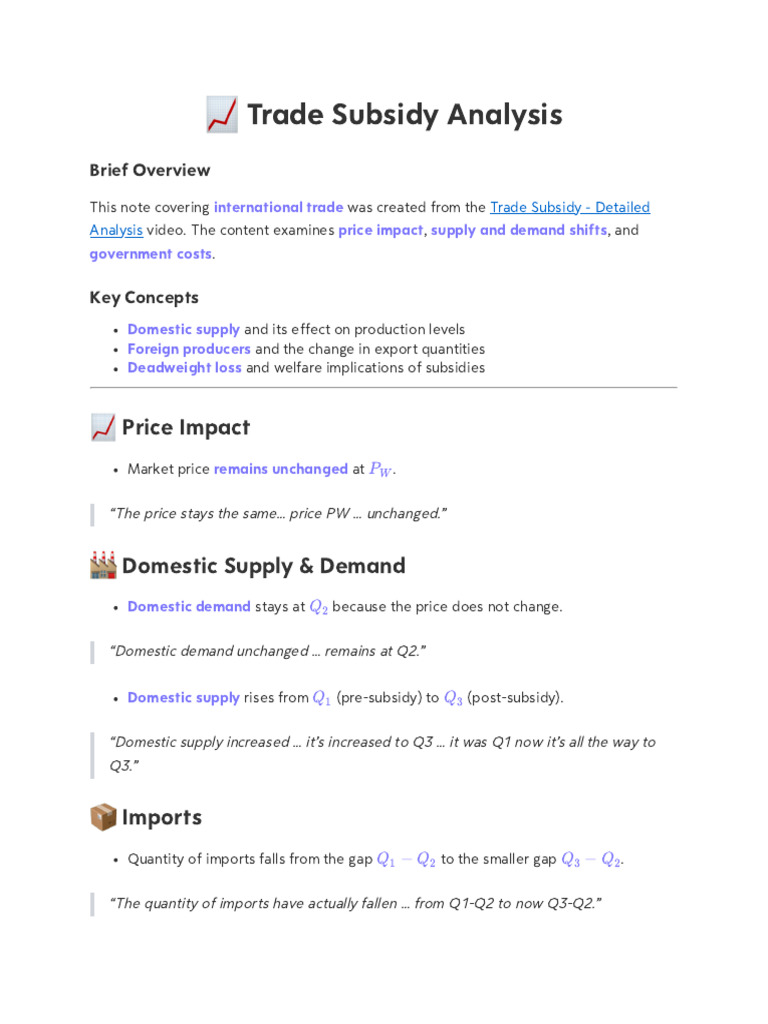 Trade Subsidy Impact Analysis | PDF | Subsidy | Economic Surplus