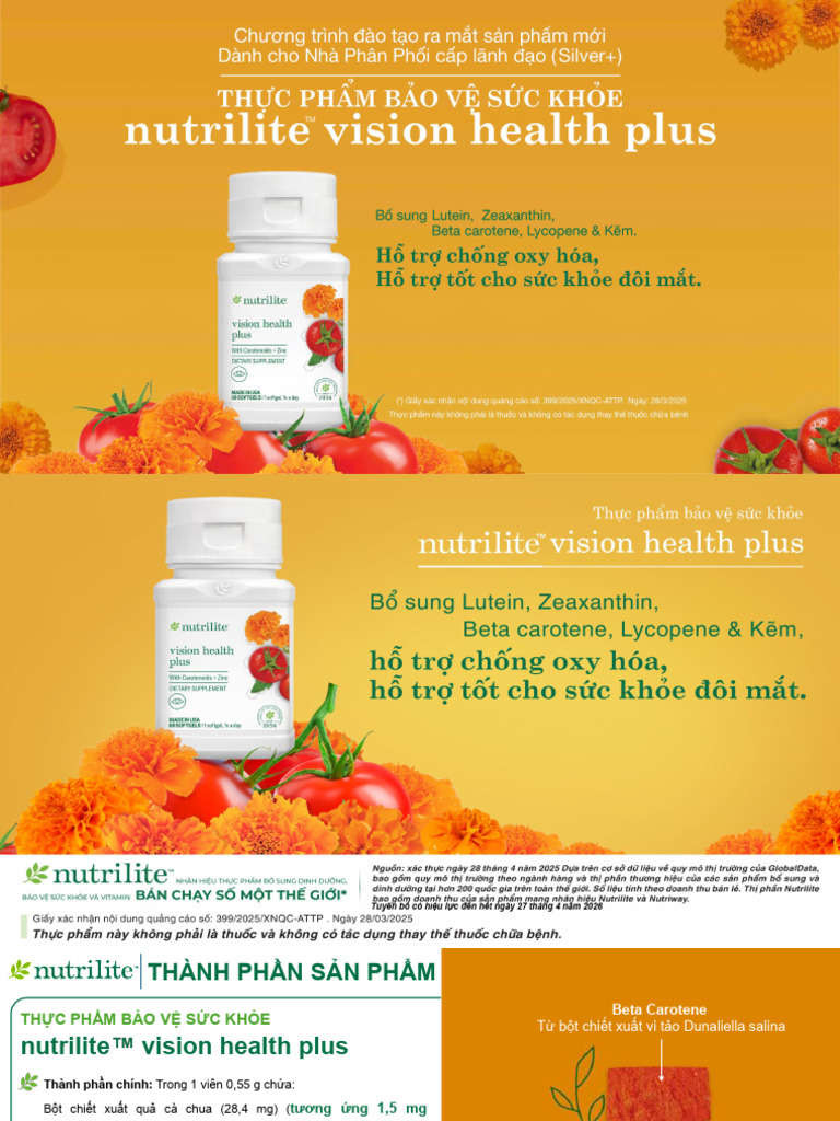 Phần 2 - Giới Thiệu Sản Phẩm TPBVSK Nutrilite Vision Health Plus | PDF