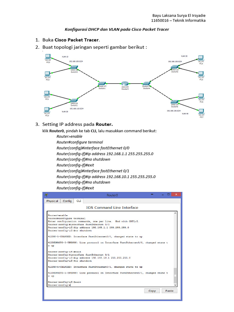 185900153 11650016 Konfigurasi DHCP Dan VLAN Pada Cisco Packet Tracer | PDF | Router (Computing ...