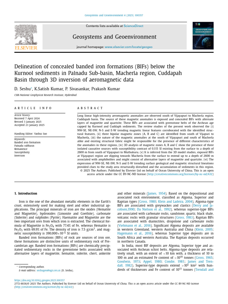 Delineation of Concealed Banded Iron Formations BIFs Below 2025 ...