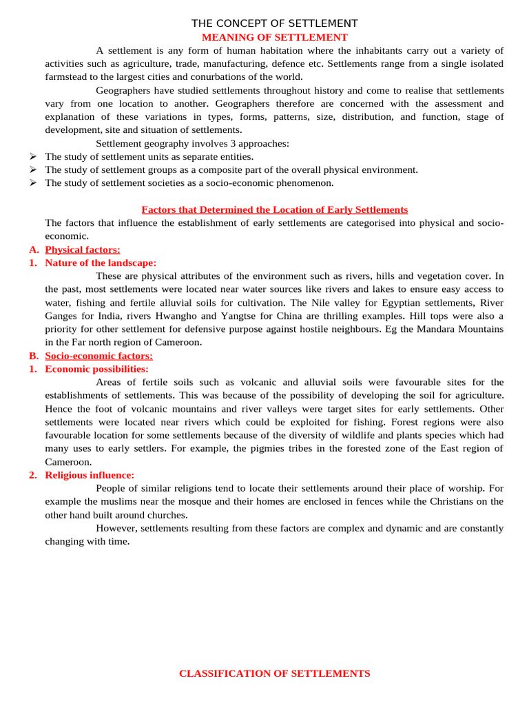Settlement Geography For A-Level | PDF | Agriculture | Village