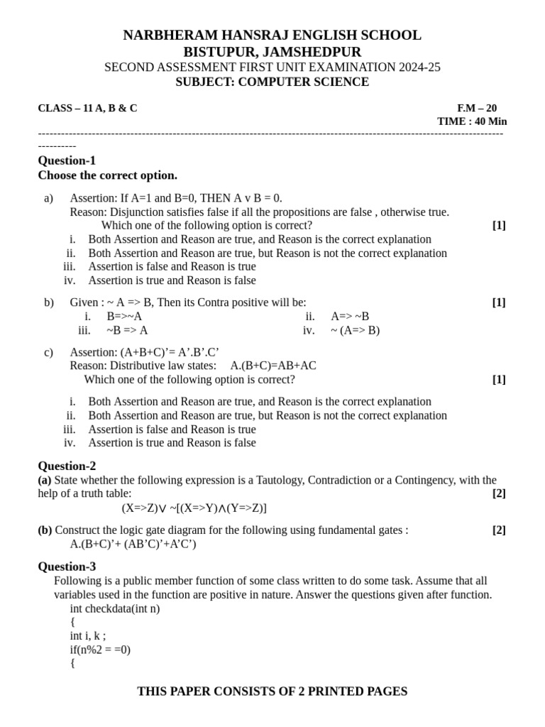 Std 11 Computer Soven (Final) | PDF | Logic | Mathematical Logic