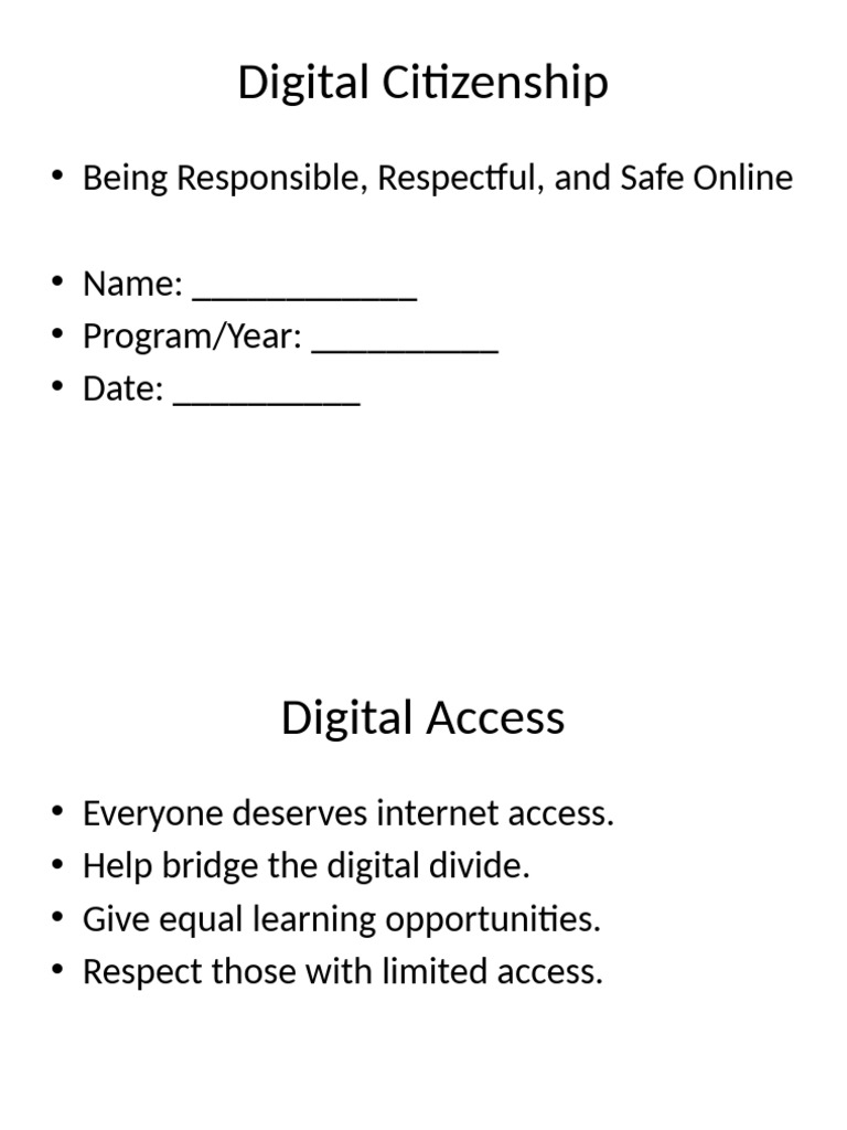 Digital Citizenship Presentation | PDF