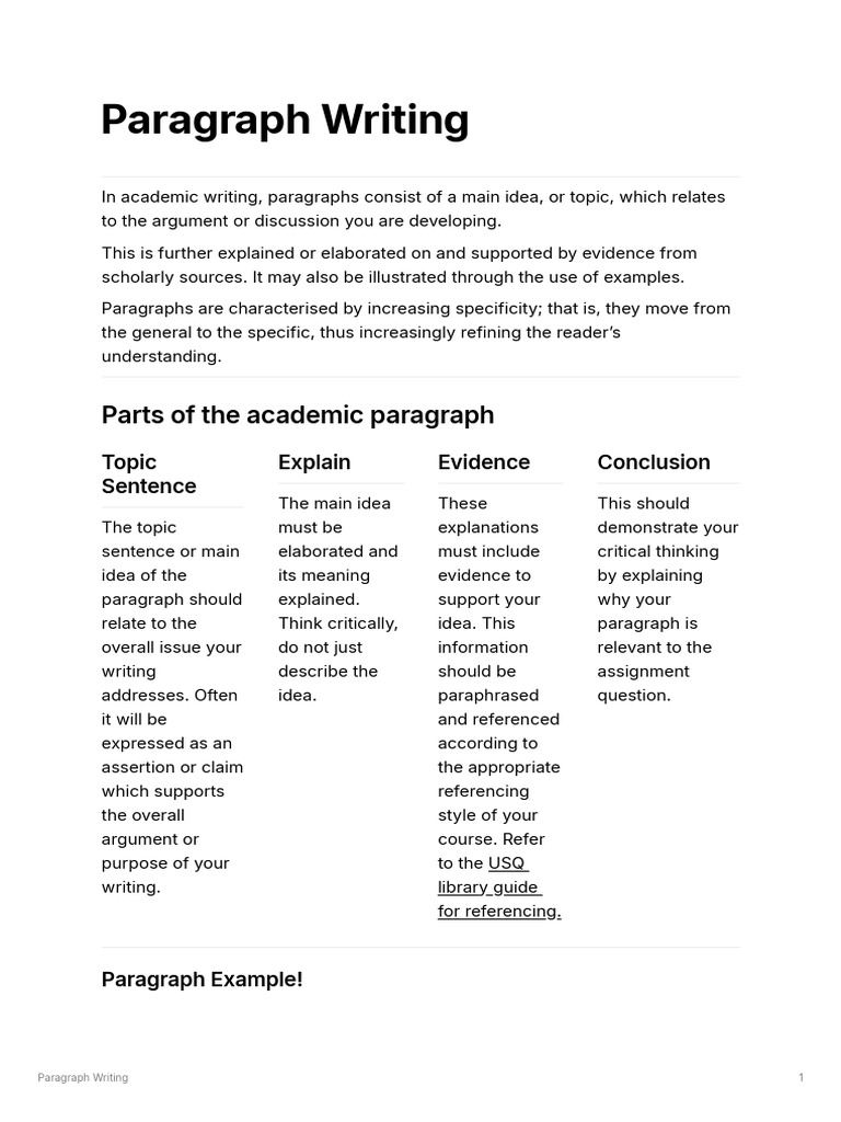 Paragraph Writing in University | PDF | Idea | Paragraph
