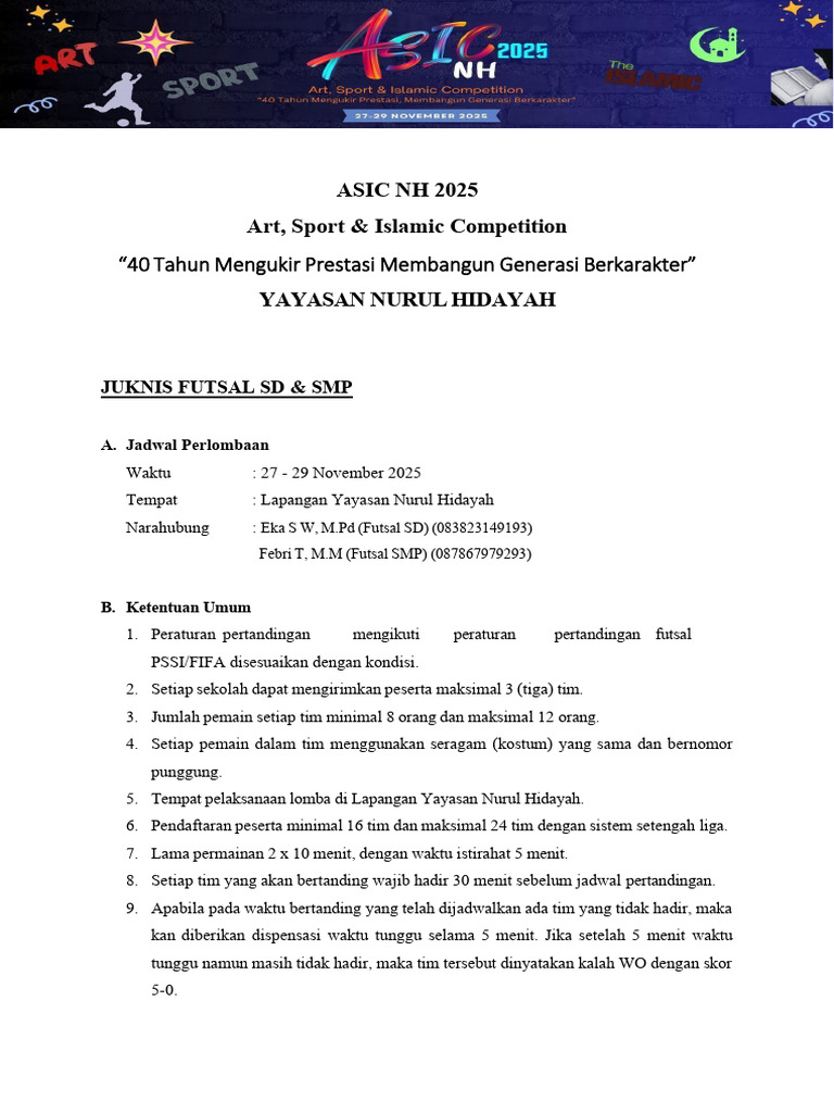 Juknis Futsal SD SMP ASIC NH 2025 | PDF