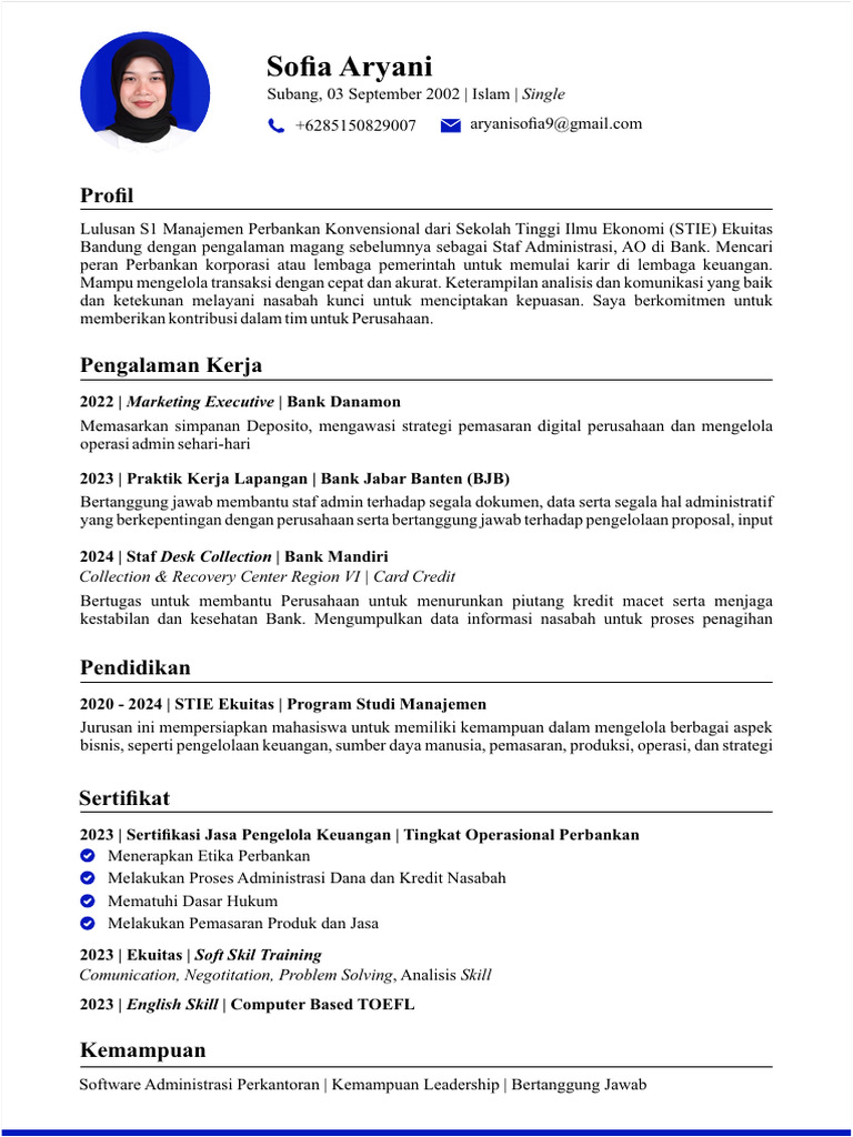 Curriculum Vitae - Sofia Aryani | PDF