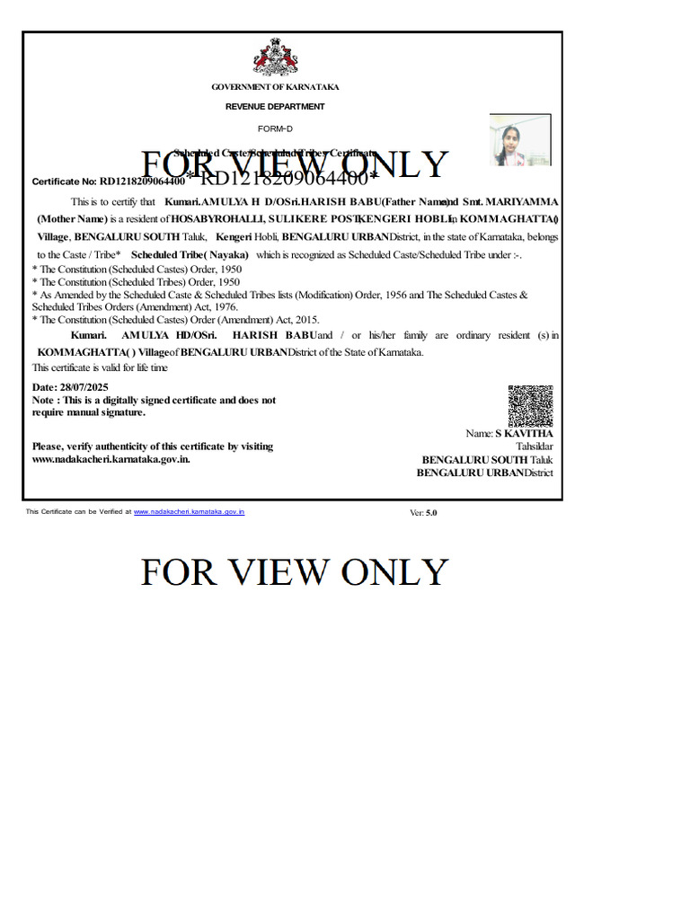 In - Gov.karnataka - Revenue CTCER 8209064400 | PDF