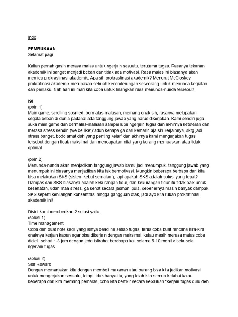 Speech | PDF | Professional Skills | Procrastination