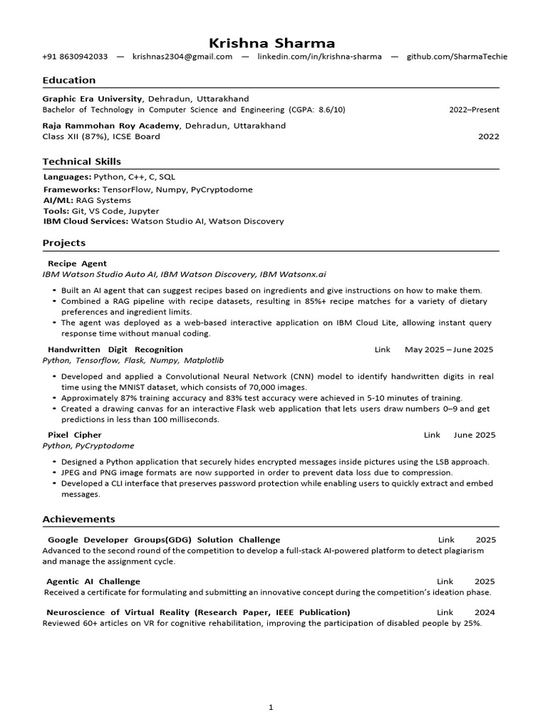 Krishna Resume Infy | PDF | Artificial Intelligence | Intelligence (AI ...