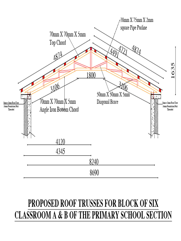 ZHPP Roof Trusses Design Primary School Final | PDF | Truss ...