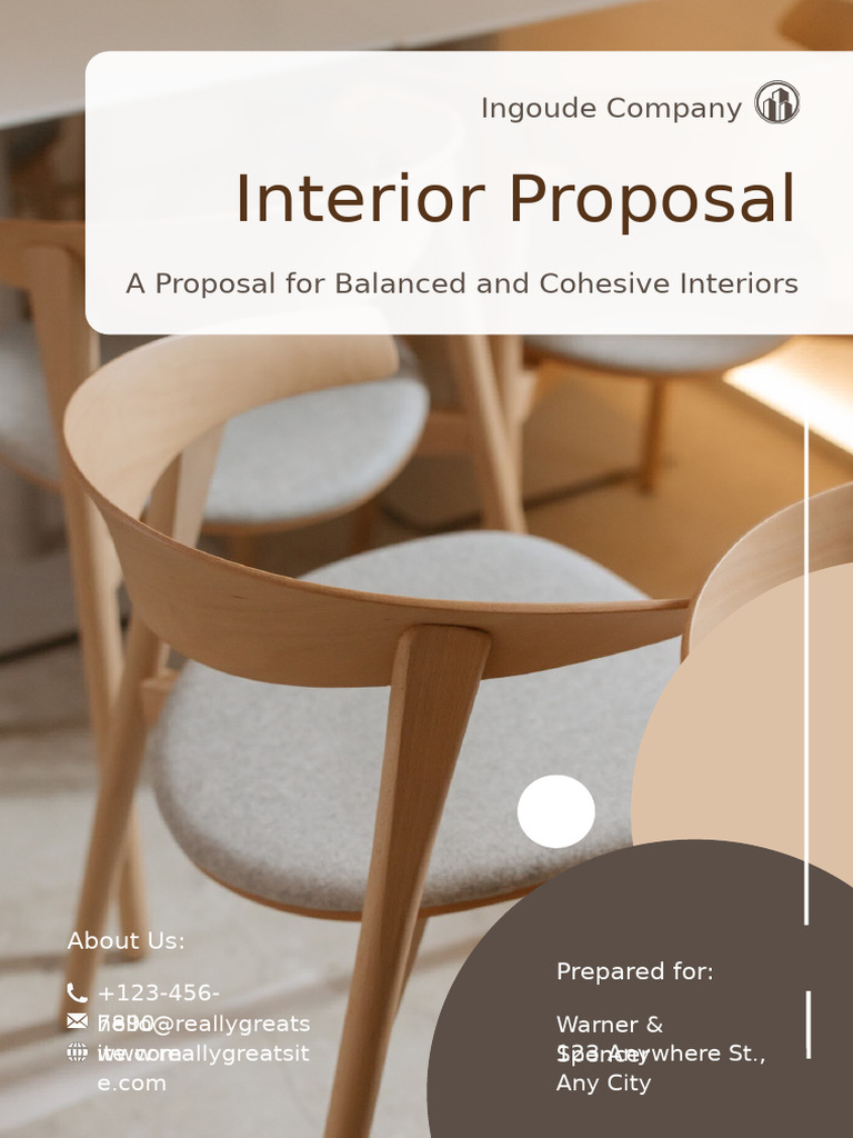 Beige Modern Interior Proposal Cover Page A4 Document | PDF