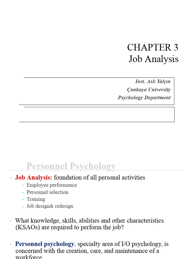 Job Analysis in Personnel Psychology | PDF | Industrial And ...