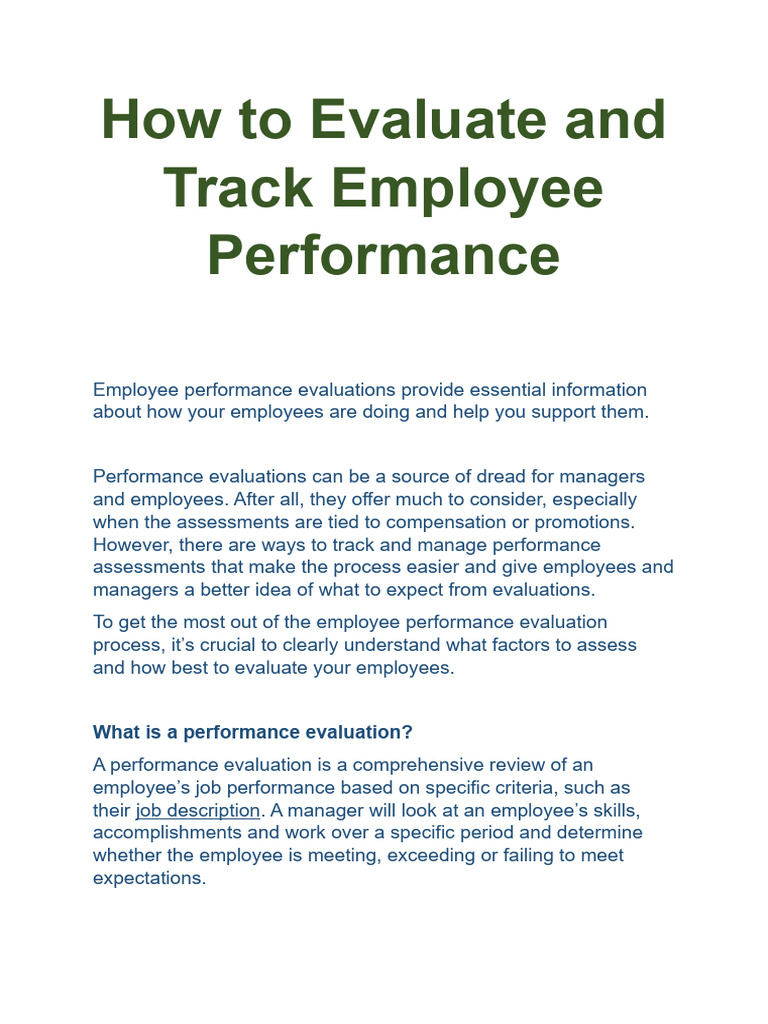 Employee Performance Evaluation Guide | PDF | Employment | Performance ...