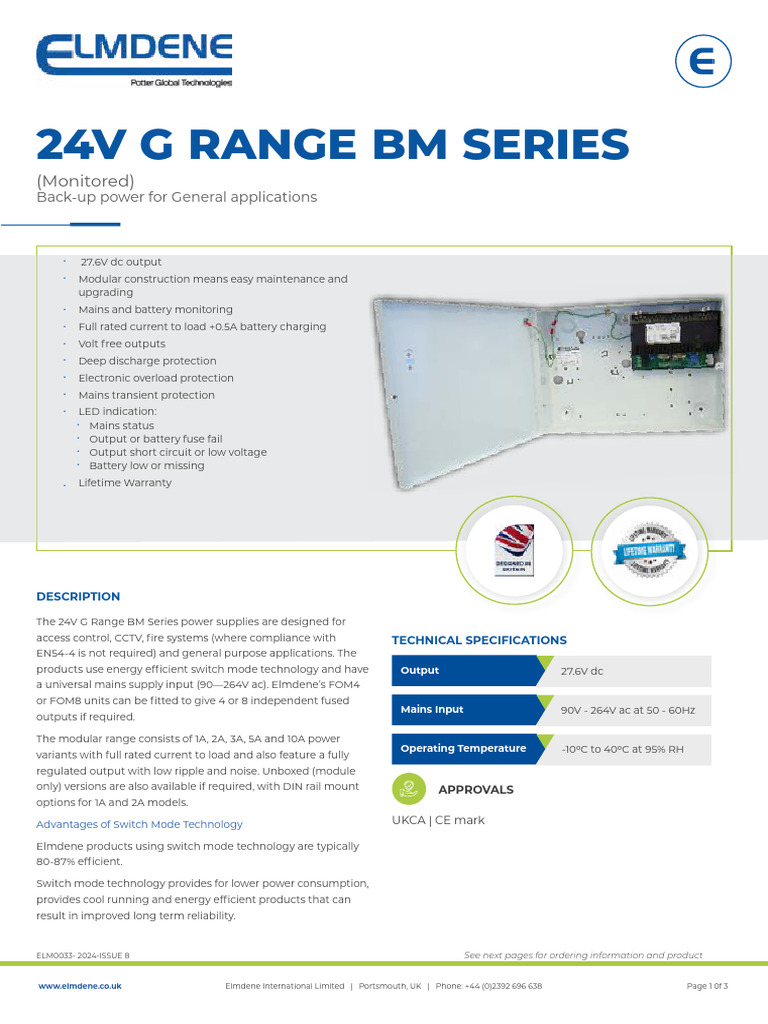 Elmdene 24V G Range BM Series ELM0033-2024-8 | PDF | Power Supply ...