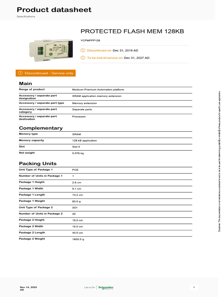 Modicon Premium SRAM Memory Discontinued | PDF | Computer Hardware ...