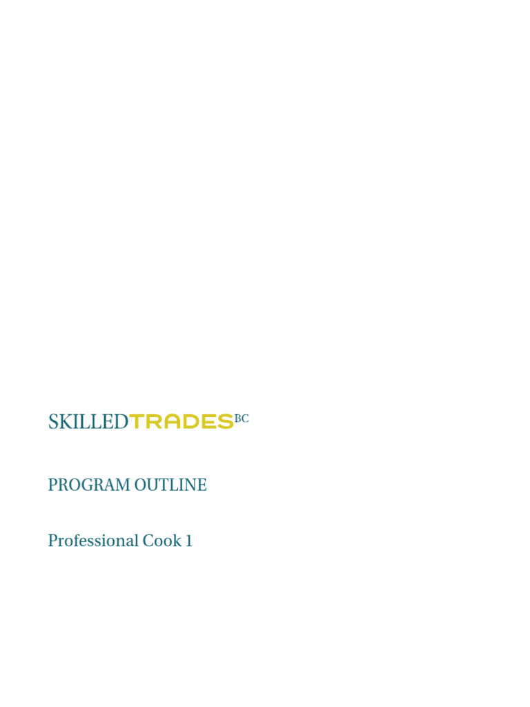Professional Cook 1 Program Outline July 2020 | PDF | Apprenticeship ...