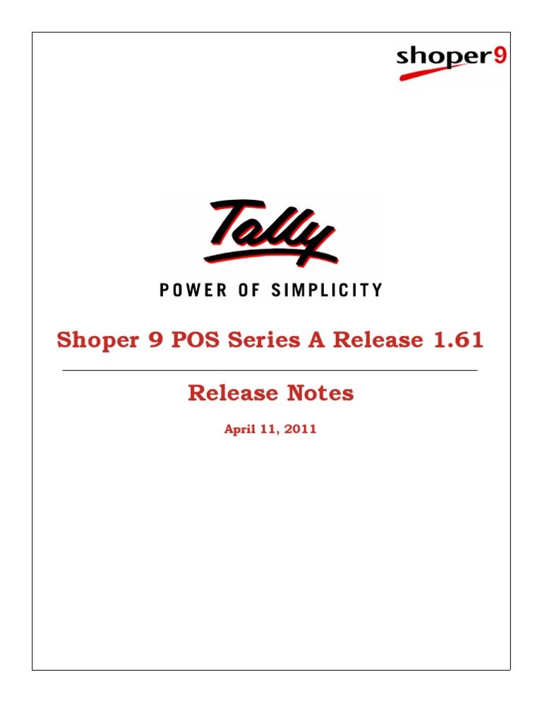 Shoper 9 POS Release Notes - Tally - Tally Chennai - Tally - NET ...