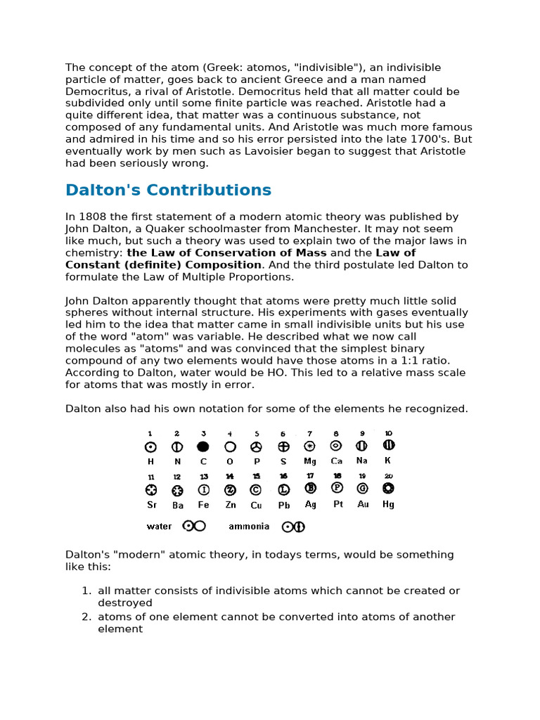 Dalton's Contributions: The Law of Conservation of Mass Law of Constant ...