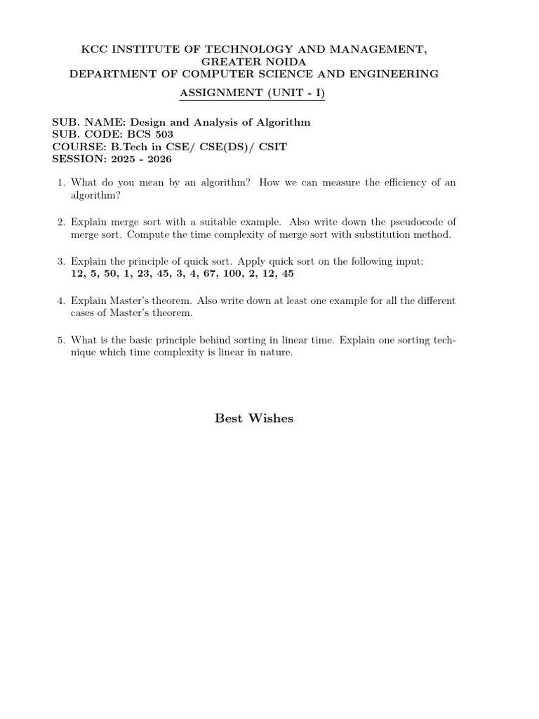 DAA Assignment I | PDF