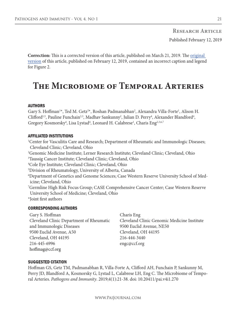 Hoffman Et Al.: The Microbiome of Temporal Arteries | PDF | Polymerase ...