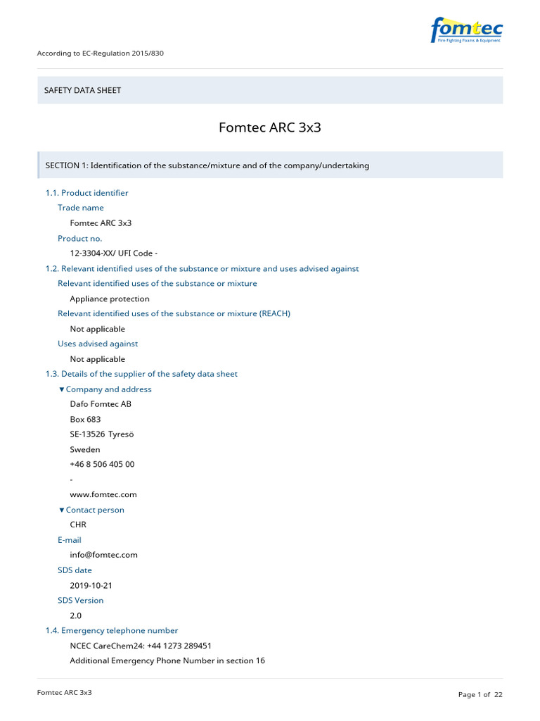 3581 Dafo Fomtec AB Fomtec ARC 3x3!12!3304-XX GB-En v2 0 | PDF ...
