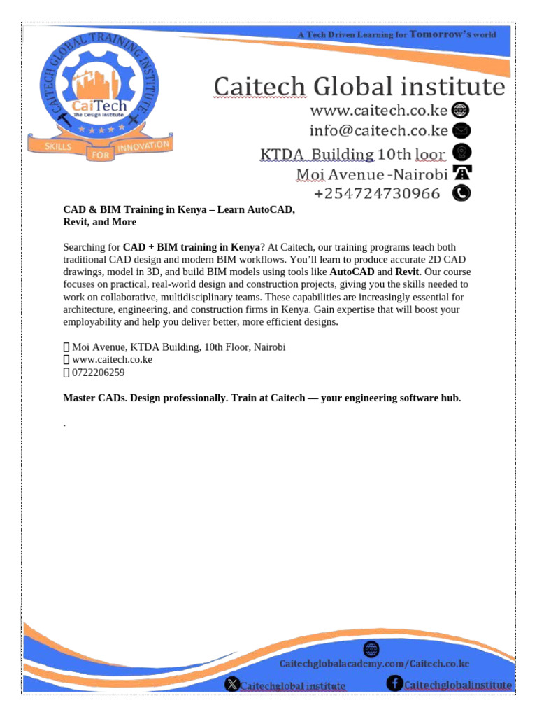 CAD & BIM Training in Kenya - Learn AutoCAD, Revit, and More | PDF