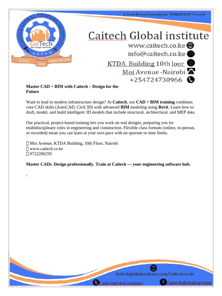 Master CAD & BIM Training at Caitech | PDF