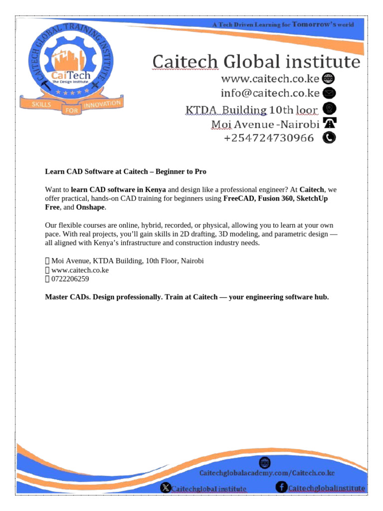 Learn CAD Software at Caitech - Beginner To Pro | PDF