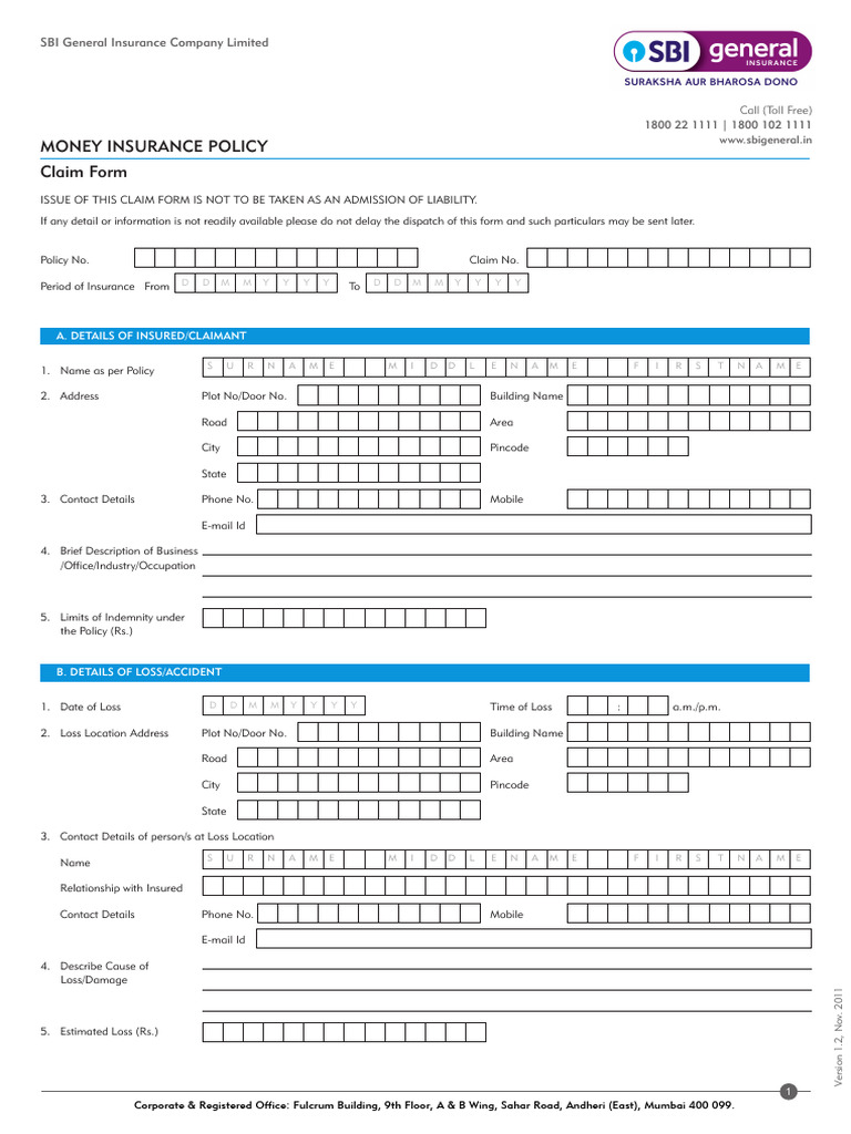 Money Insurance Claim Form Guide | PDF | Insurance | Private Law