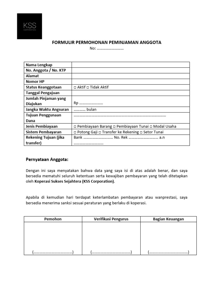 Formulir_Peminjaman KSS (1) | PDF