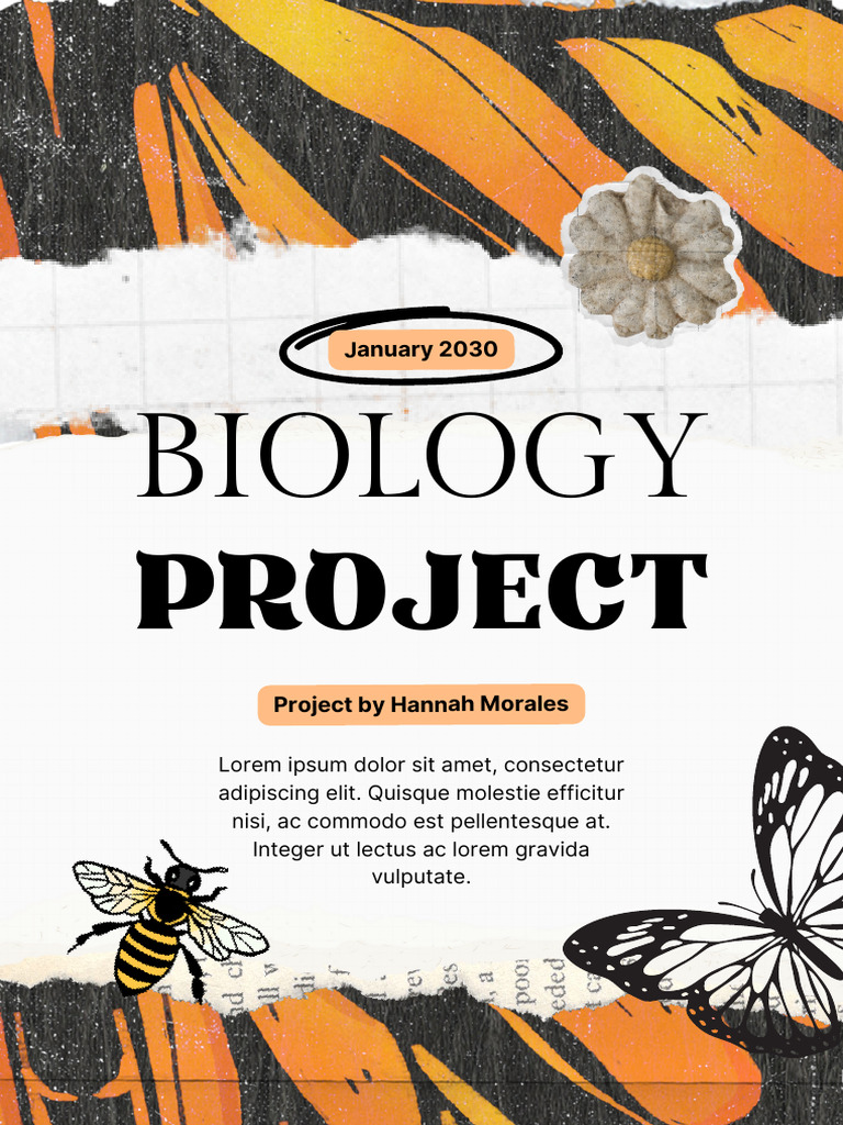 Black and Orange Scrapbook Biology Project Cover A4 Document | PDF