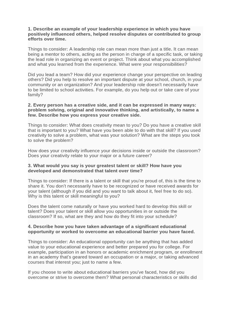 UC Personal Insight Questions (PIQ) | PDF | Creativity | Learning