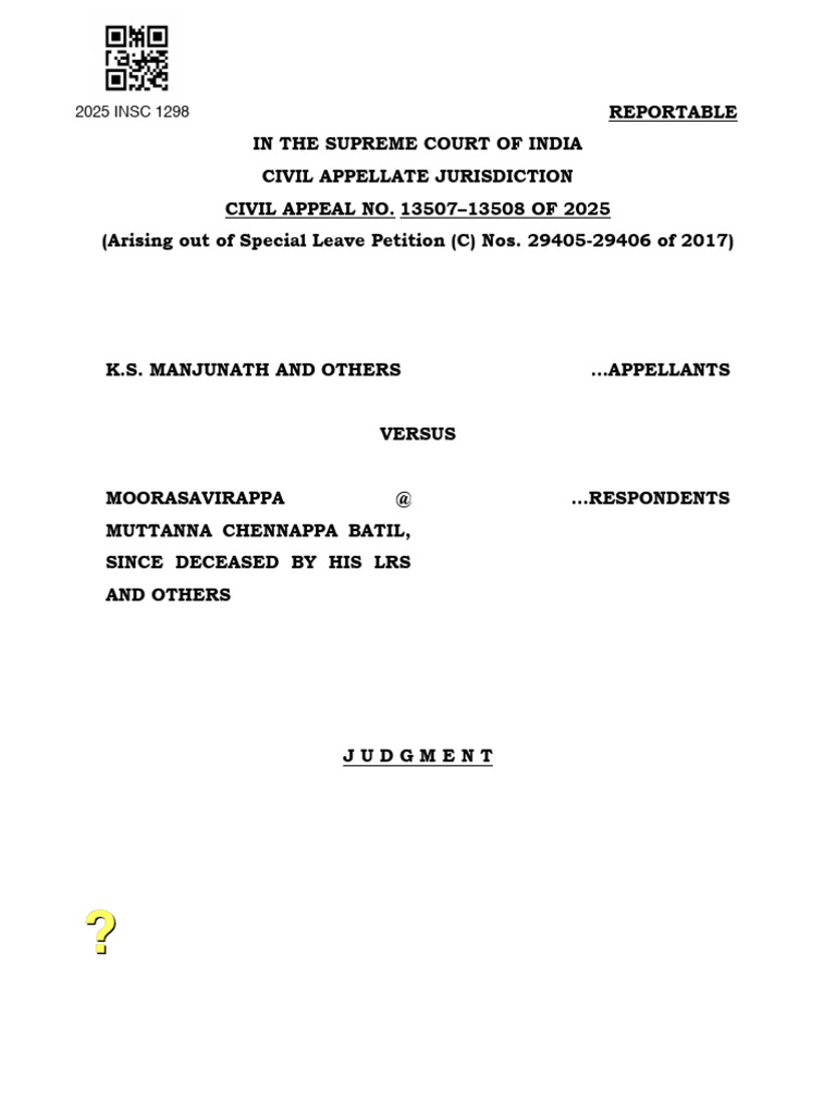 Ks Manjunath V Moorasavirappa 630273 | PDF | Lawsuit | Judgment (Law)